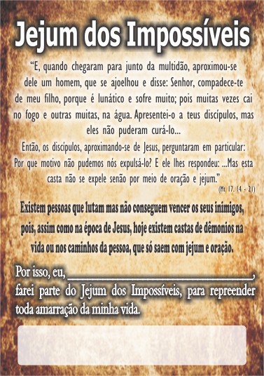 Trabalho Universal 14 Folhetos Jejum Das Causas ImpossÍveis