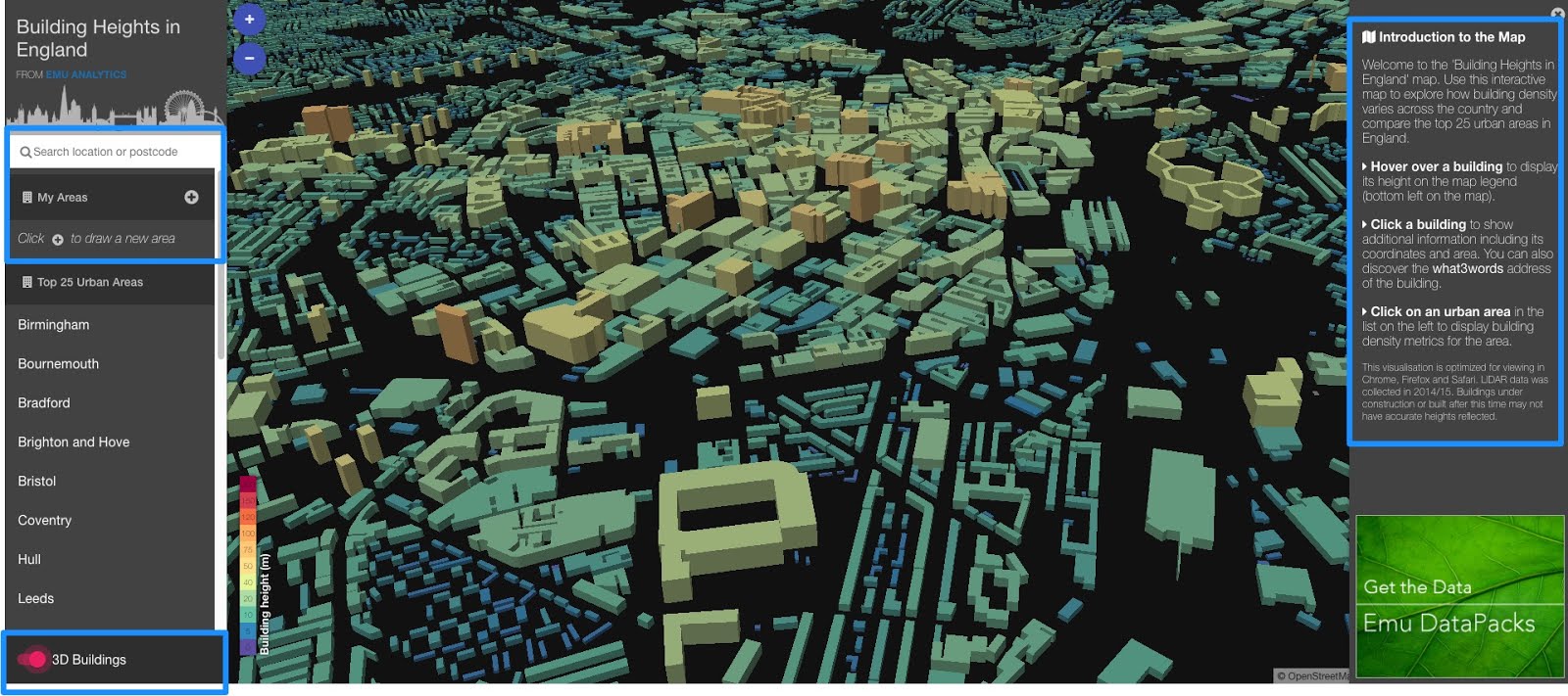 3D buildings data and maps - from Emu analytics