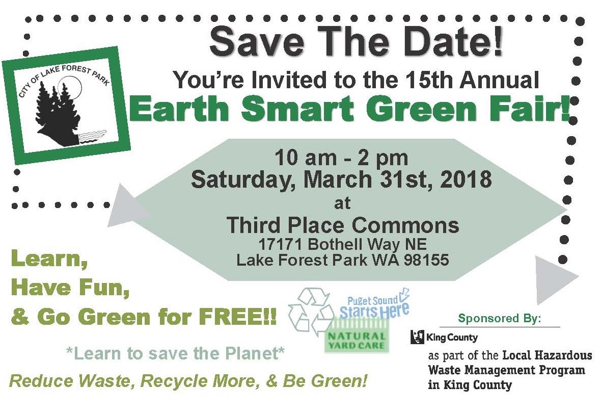 Shoreline Area News: Earth Smart Green Fair Saturday in Lake Forest Park
