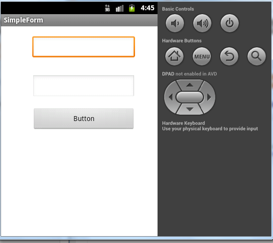 android-simple tutorials with example: A simple form : Button-EditText ...