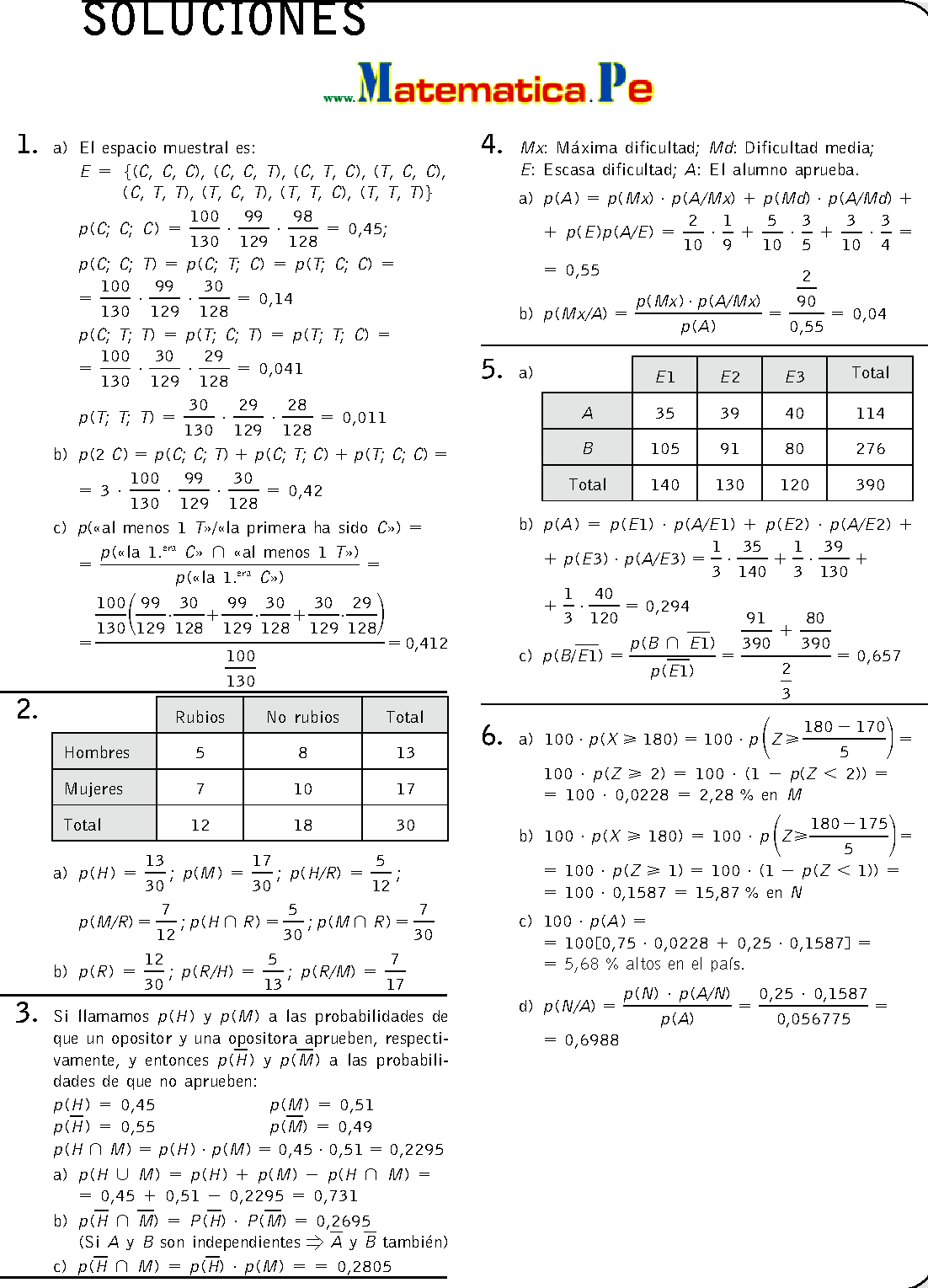 PROBABILIDAD CONDICIONADA EJERCICIOS RESUELTOS MATEMATICAS 2 BACHILLERATO PDF