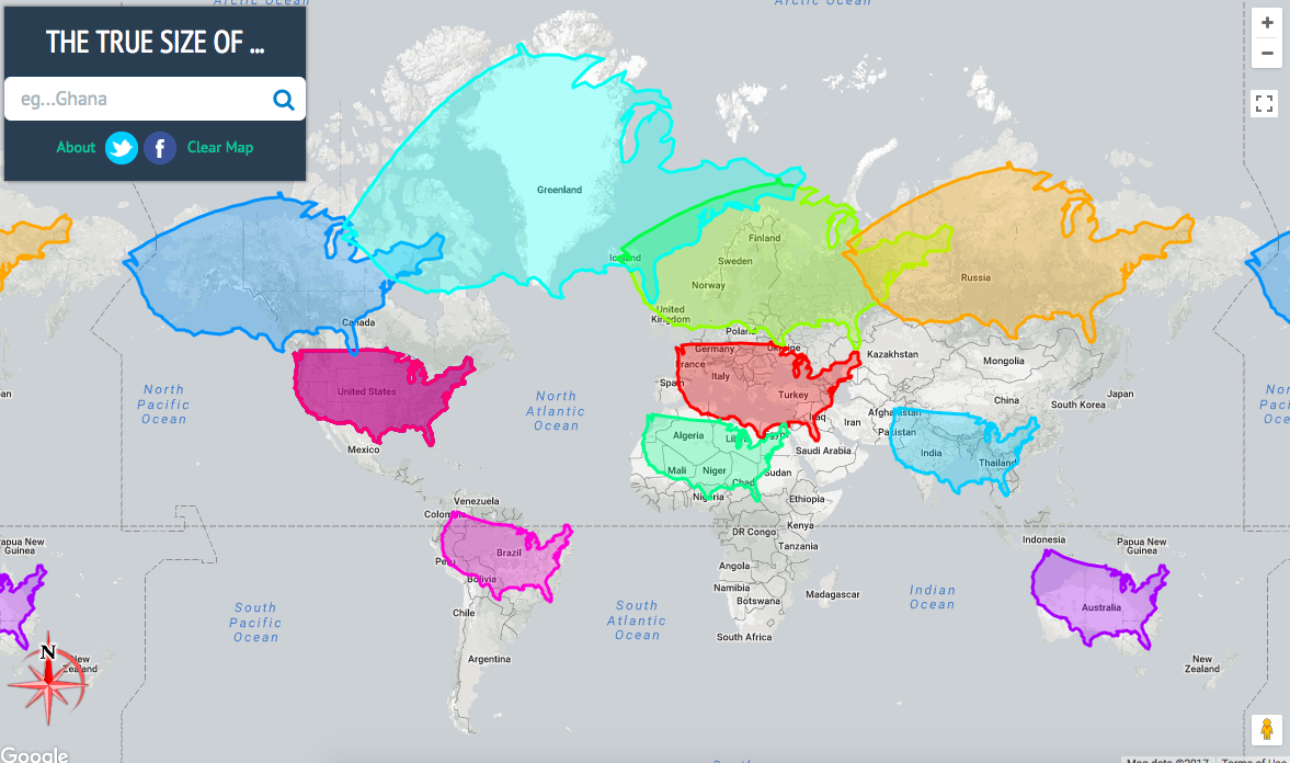 너도 몰랐던 전 세계 나라 실제크기 비교