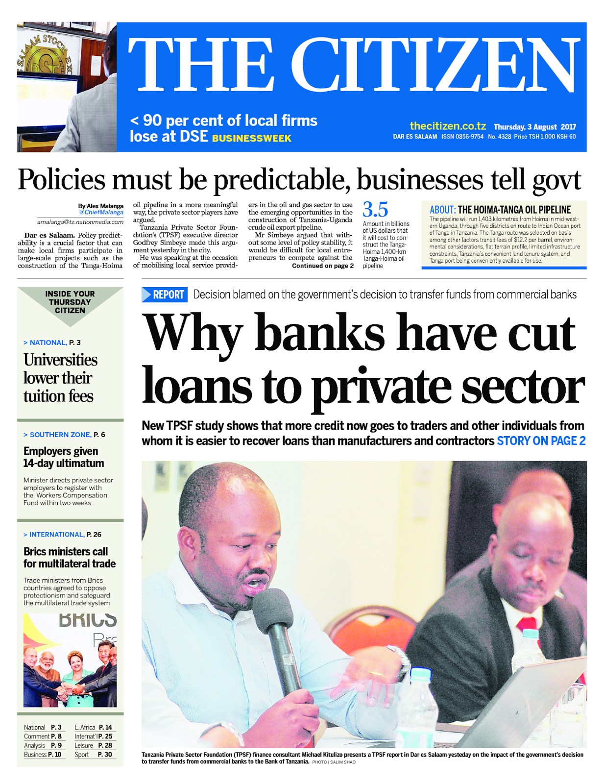 TODAY'S NEWSPAPERS ON THURSDAY AUGUST 03, 2017 - SHINE WITH NEWS