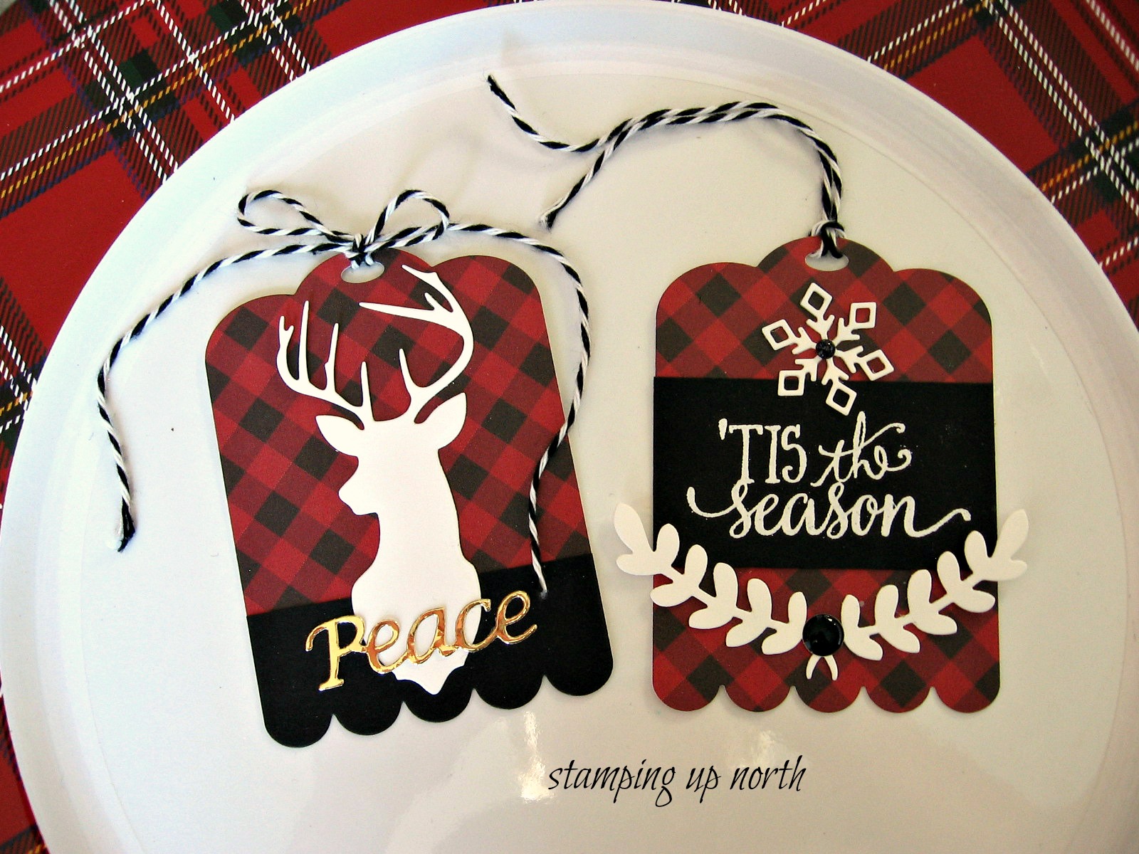 stamping up north with laurie: Buffalo Plaid tags