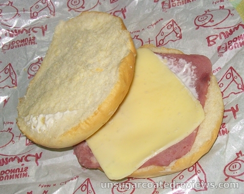 Dunkin Donuts Bunwich: Ham and Cheese; Bacon, Coleslaw, and Tomato ...