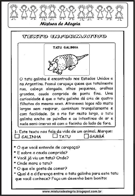 TEXTOS INFORMATIVOS: PRÁTICA PEDAGÓGICA INOVADA, IMPRIMIR, COLORIR ...