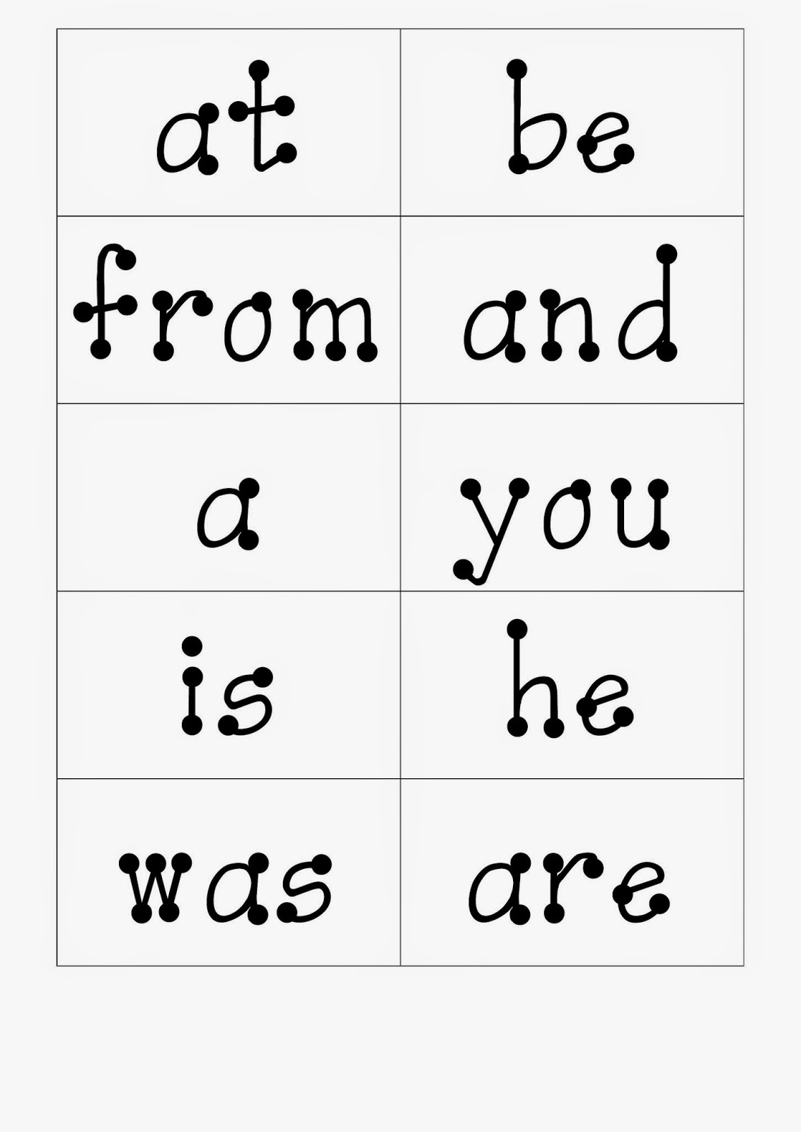 I,Teacher: Dolch Words, Printable Memory Game Group 1a