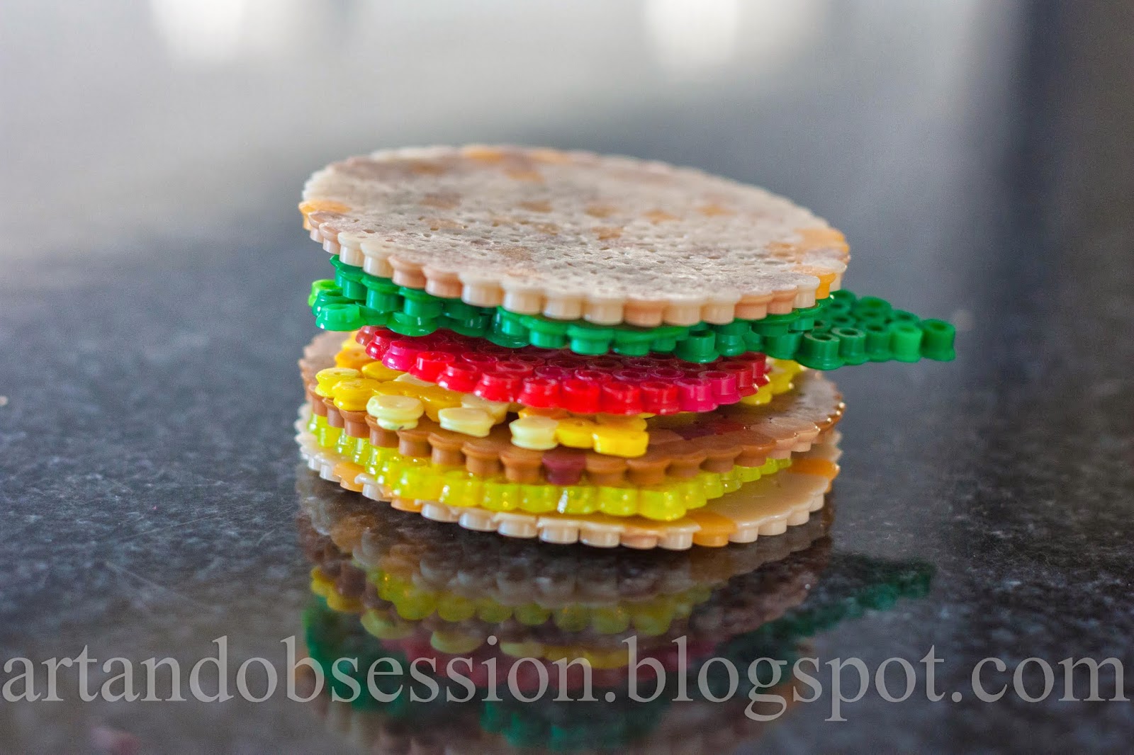 Art and Obsession: Perler Bead Cheeseburger