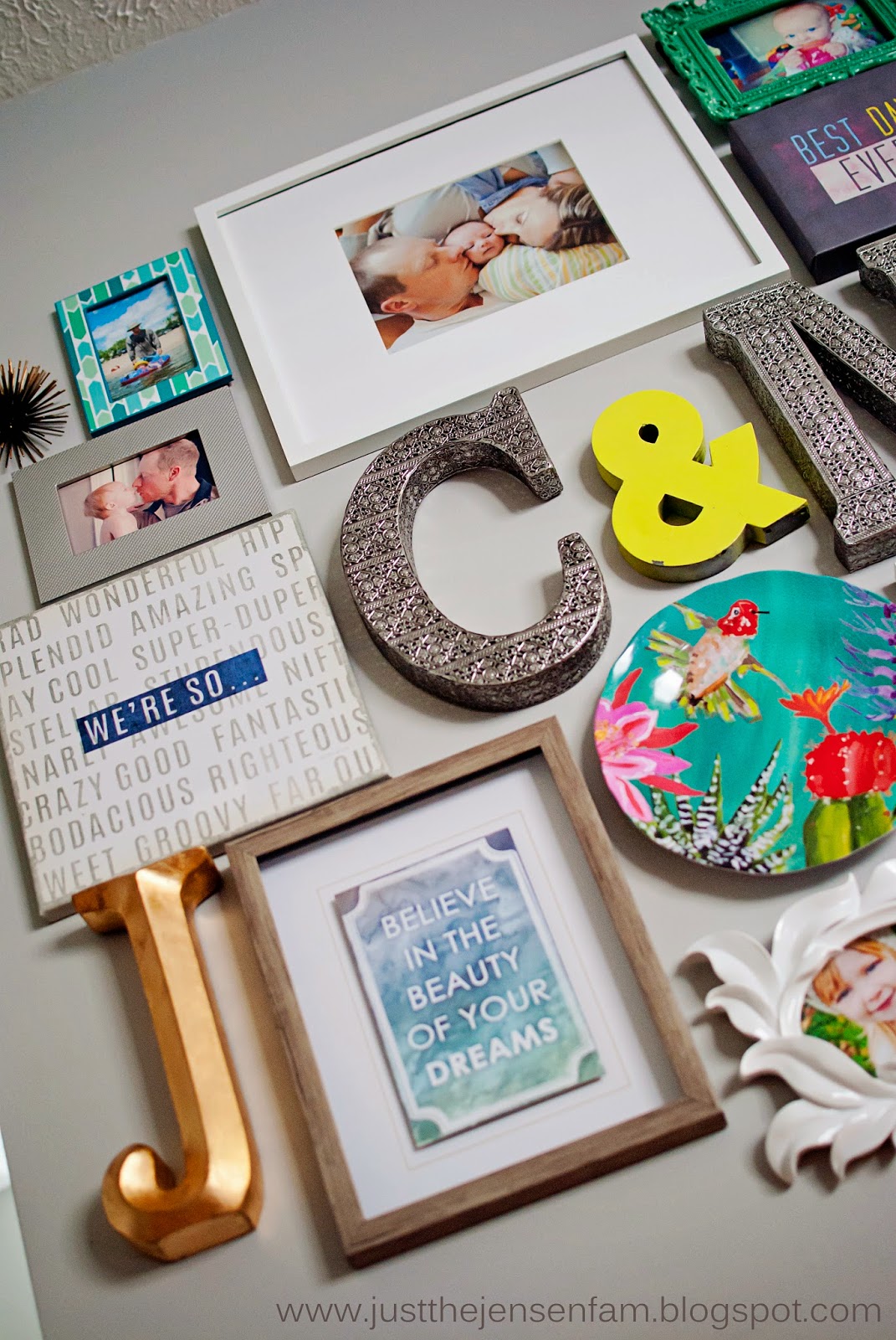 Just the Jensen Family: Bright, modern & colorful gallery wall