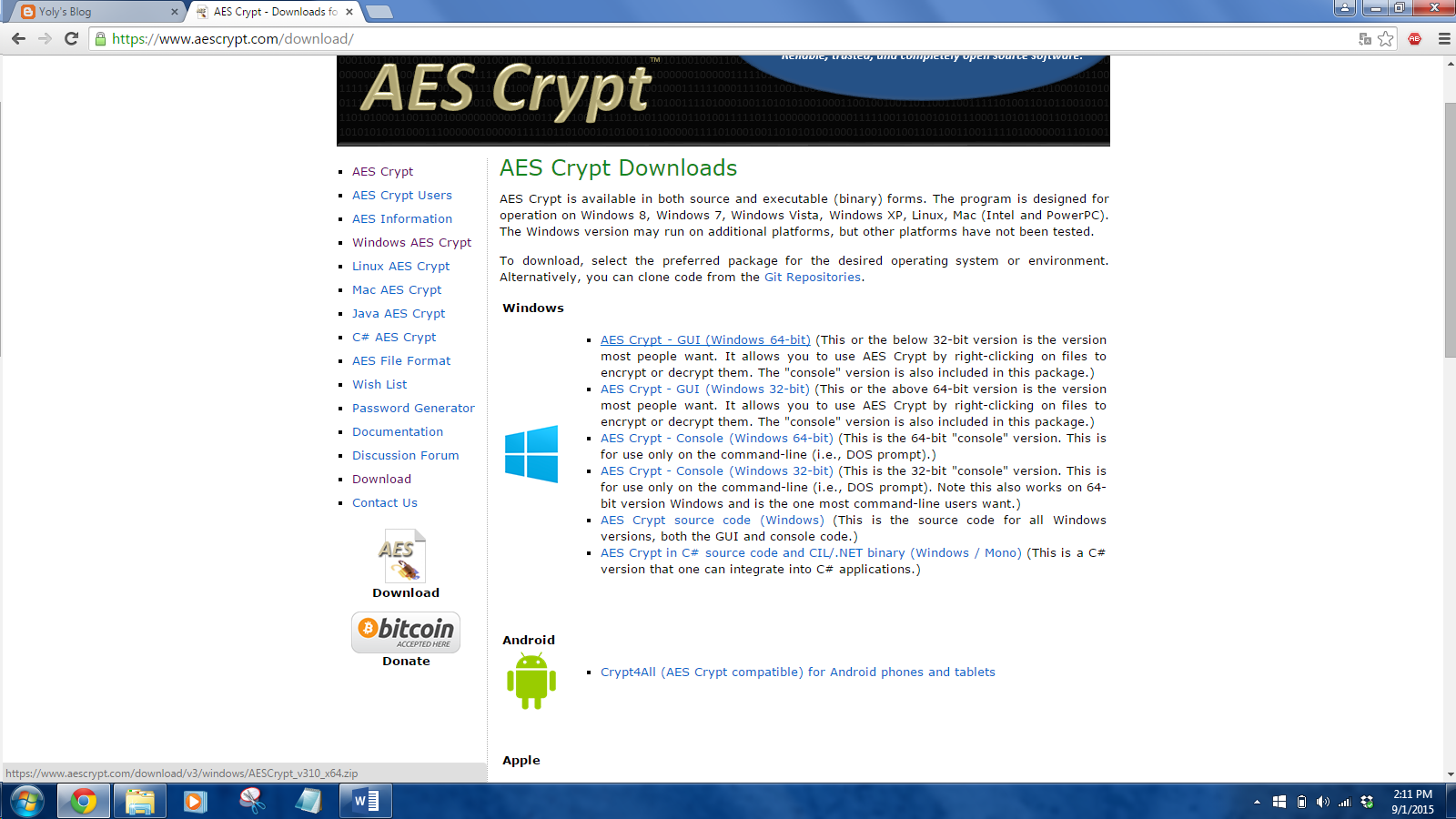Cifrado de Datos: AES Crypt