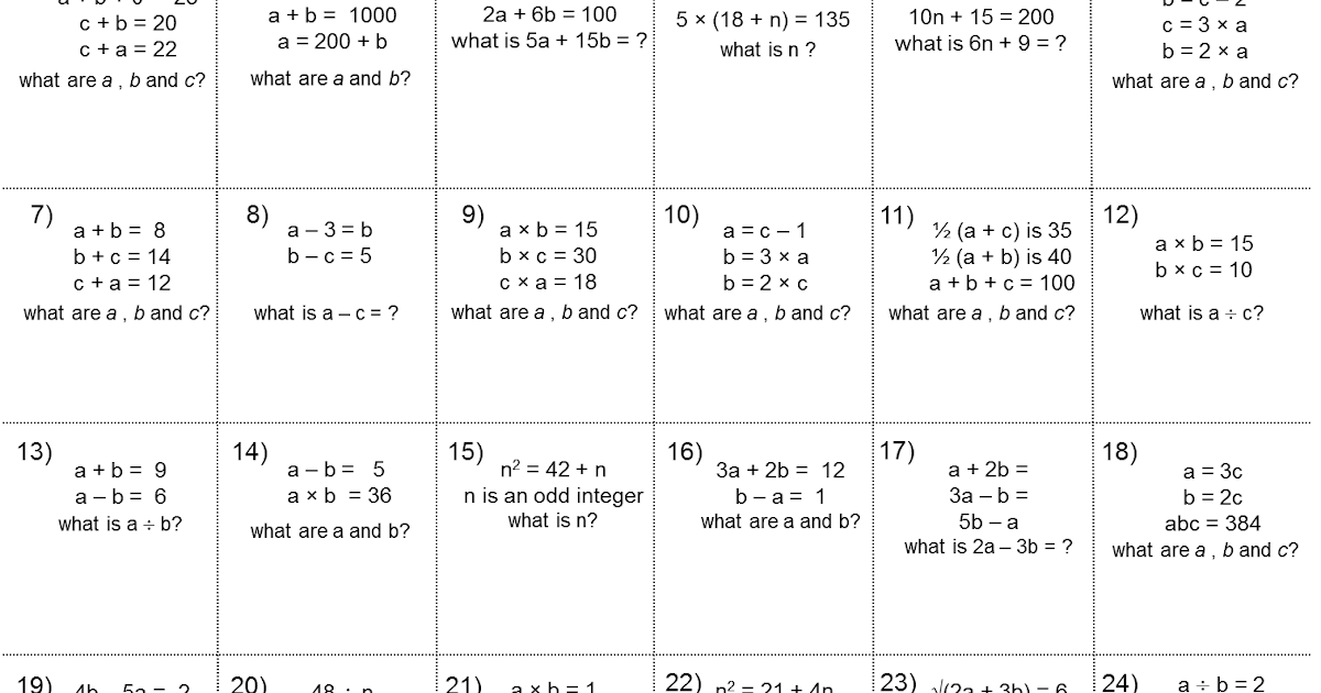 MEDIAN Don Steward mathematics teaching: algebra problems