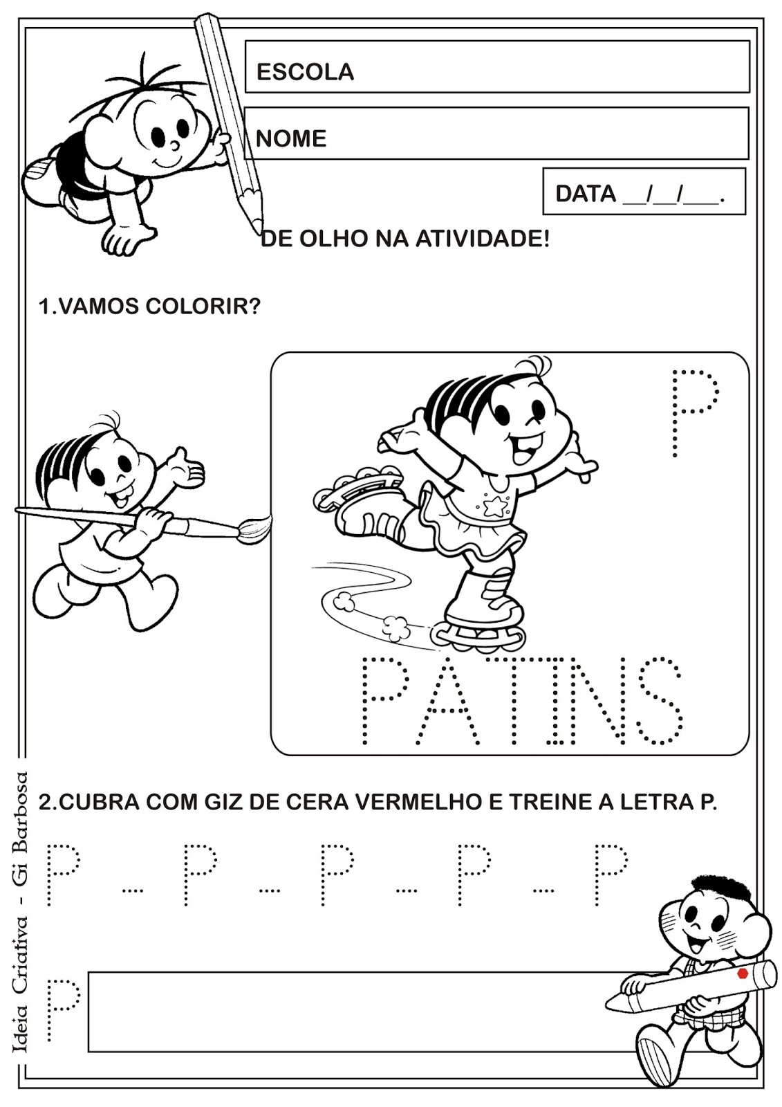 Letra P Atividade Educação Infantil - FDPLEARN