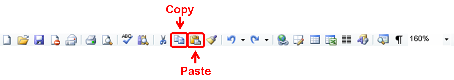 Perhatikan gambar ikon Copy dan Paste pada toolbar standar berikut ini.