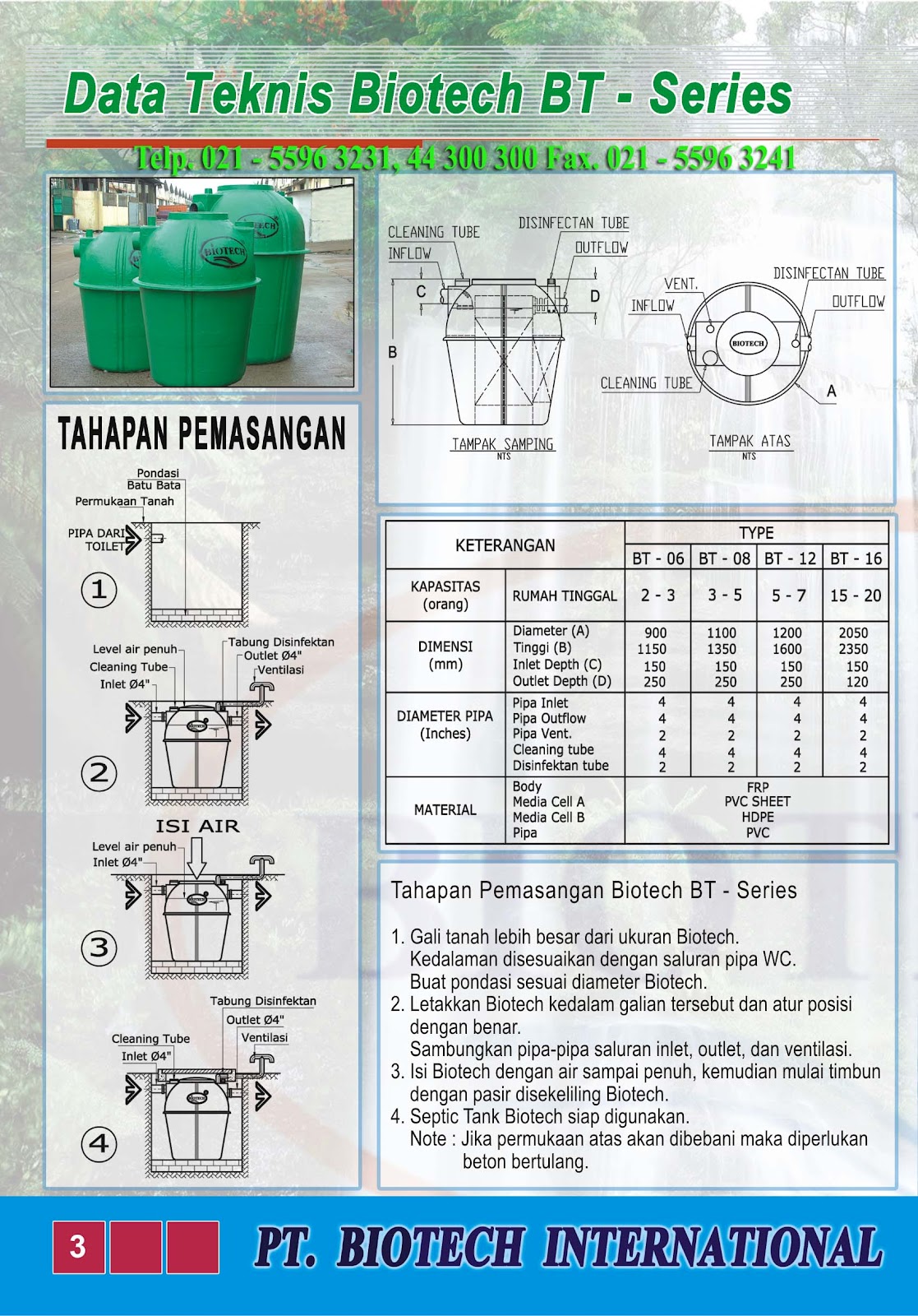 CARA PASANG SEPTIC TANK, MANUAL GUIDE BIOTECH, CARA INSTALASI SEPTIC ...
