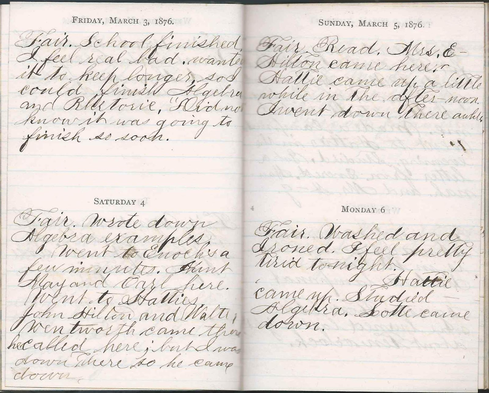 Heirlooms Reunited: March Entries in the 1876 Diary of Ida Isadore ...