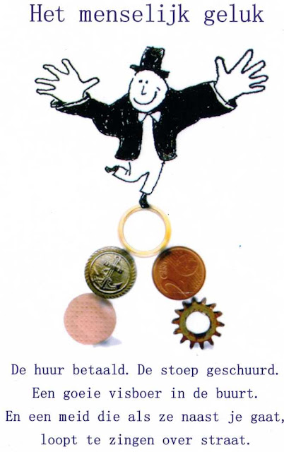 Binnenkant : loopt te zingen over straat....