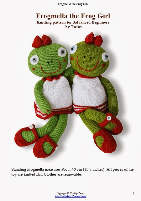 Twins' Knitting Pattern MiniShop: Frogmella the Knitted Frog Girl