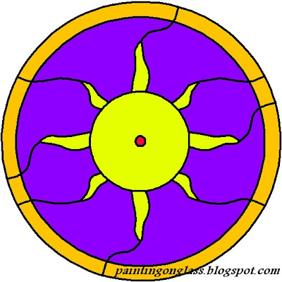 Stained Glass Sun Clock Pattern ~ painting on glass