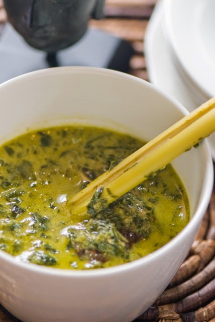 Cassava leaf puree with coconut milk recipe