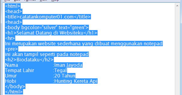 Kumpulan Tag Html dan Penjelasannya | Catatan Komputer Online