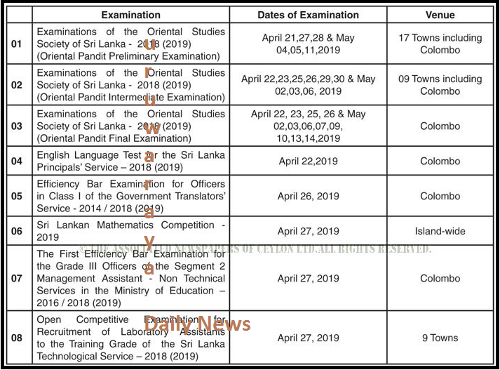 Admission cards for April Exams (Examination Department) - Teacher