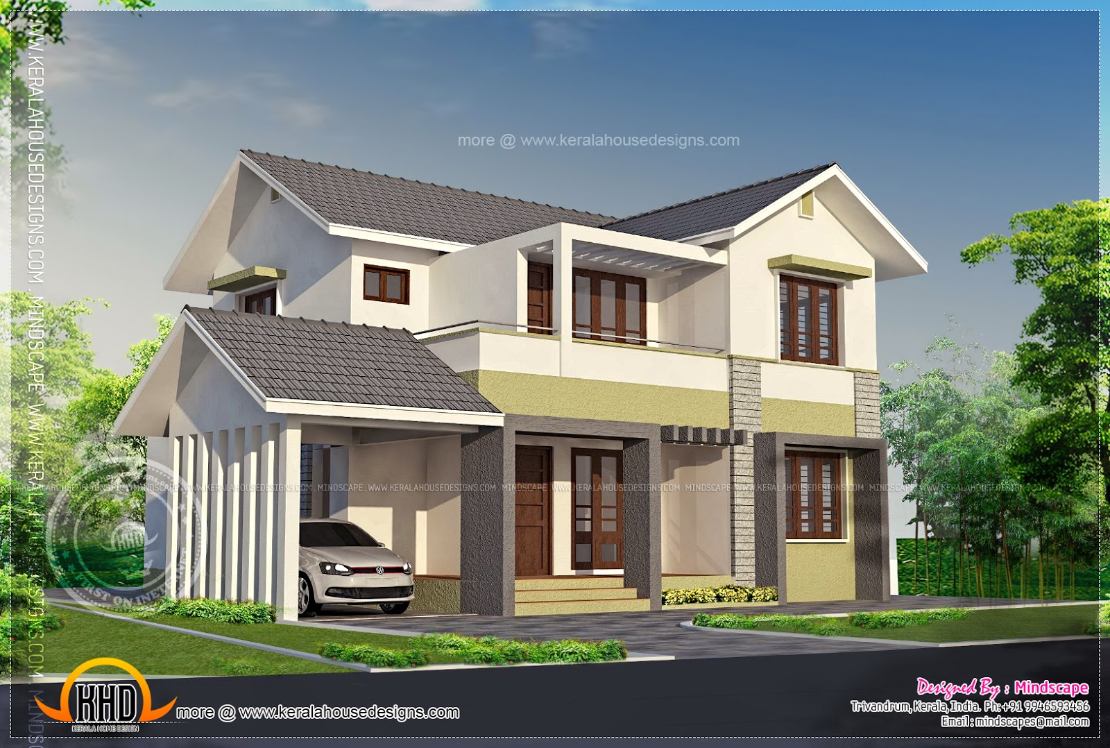 Elevation of 2000 square feet residence | Home Kerala Plans