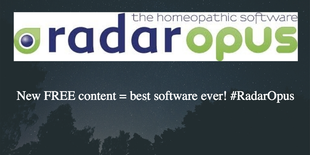 RadarOpus Homeopathic Software: New FREE Content