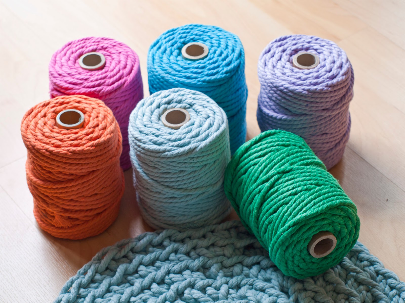 PUNTOBOBO Agujas de madera artesanales para tejer: Cordón macramé de 6mm