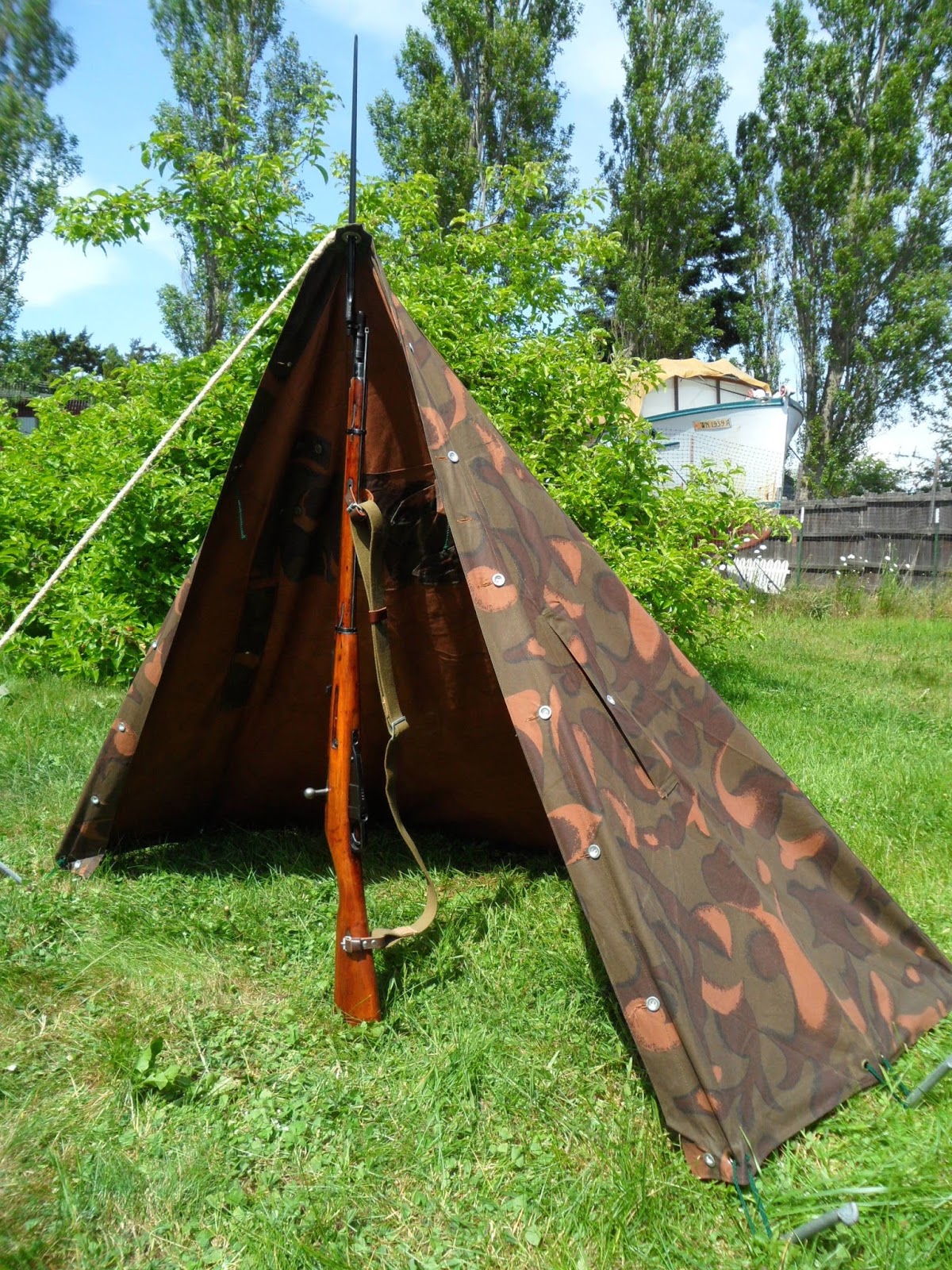 Four Bees: Hungarian Zeltbahn M49/82 Set Up as Tent , With Mosin Nagant ...