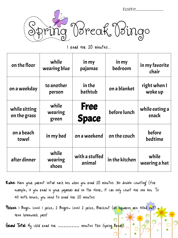 Fourth Grade Frenzy: Spring Break BINGO