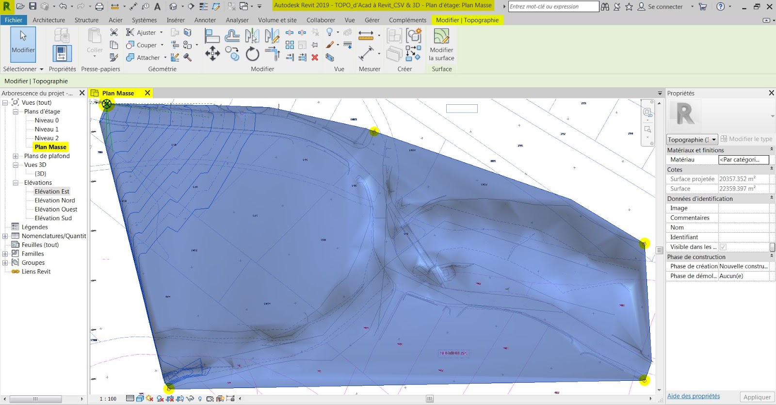Revit-Mémo: Revit 2019_Création d'une surface topographique_d'Autocad à ...