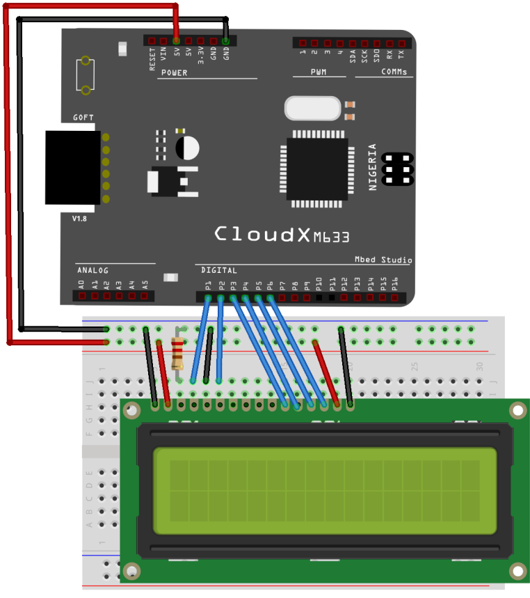 งาน 2 Interfacing LCD with CloudX Board