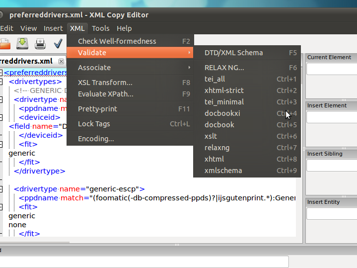 An Excellent XML Editor for Ubuntu: XML Copy Editor!