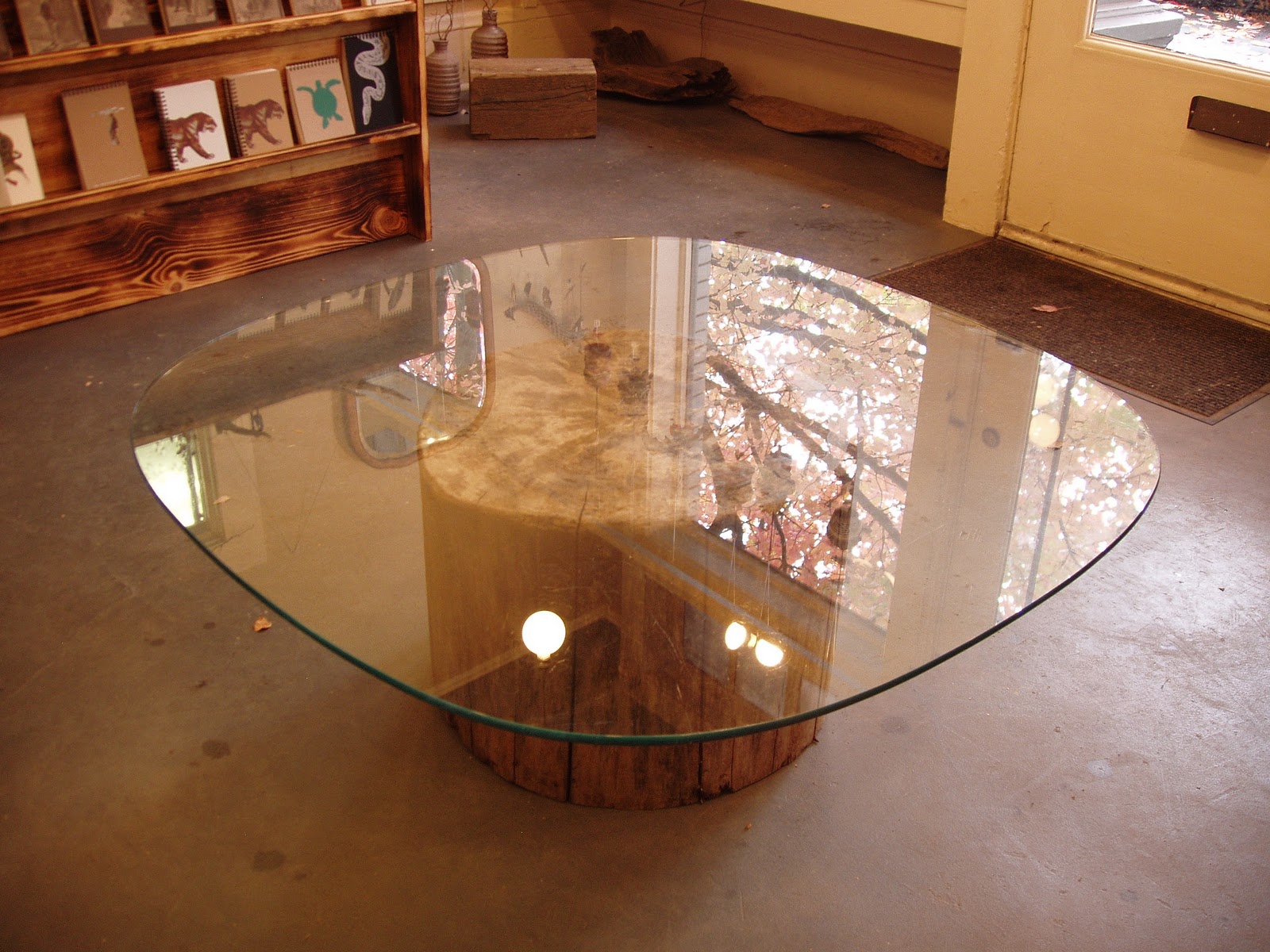 driftedge woodworking: Driftwood Douglas Fir Stump Table with glass top ...