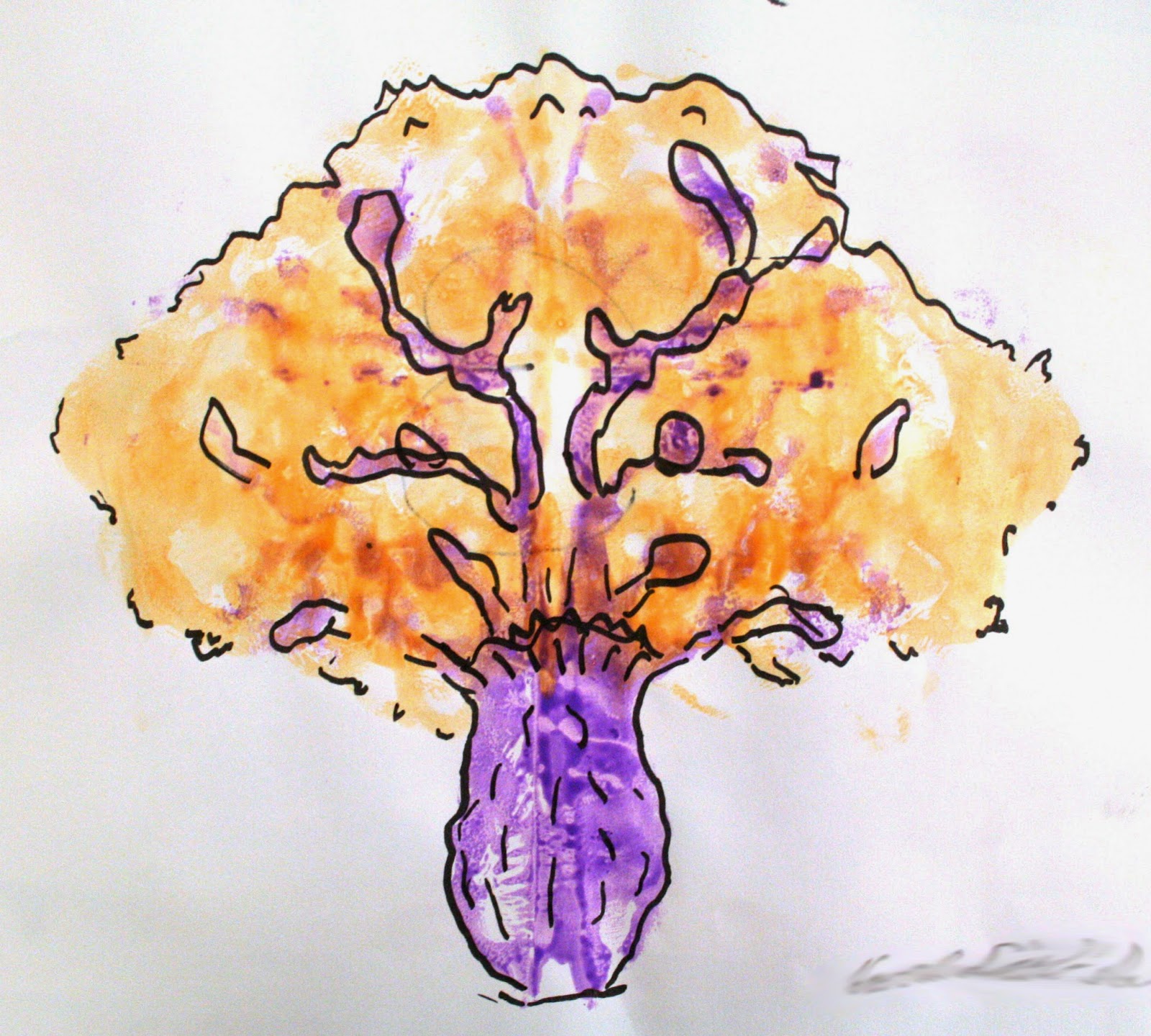 Monument Valley Regional Middle School Art Class: Decalcomania, 6th Grade