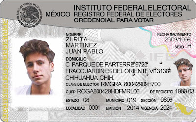 venta de cedulas y documentos: IFE Mexicana - Plantilla editable PSD