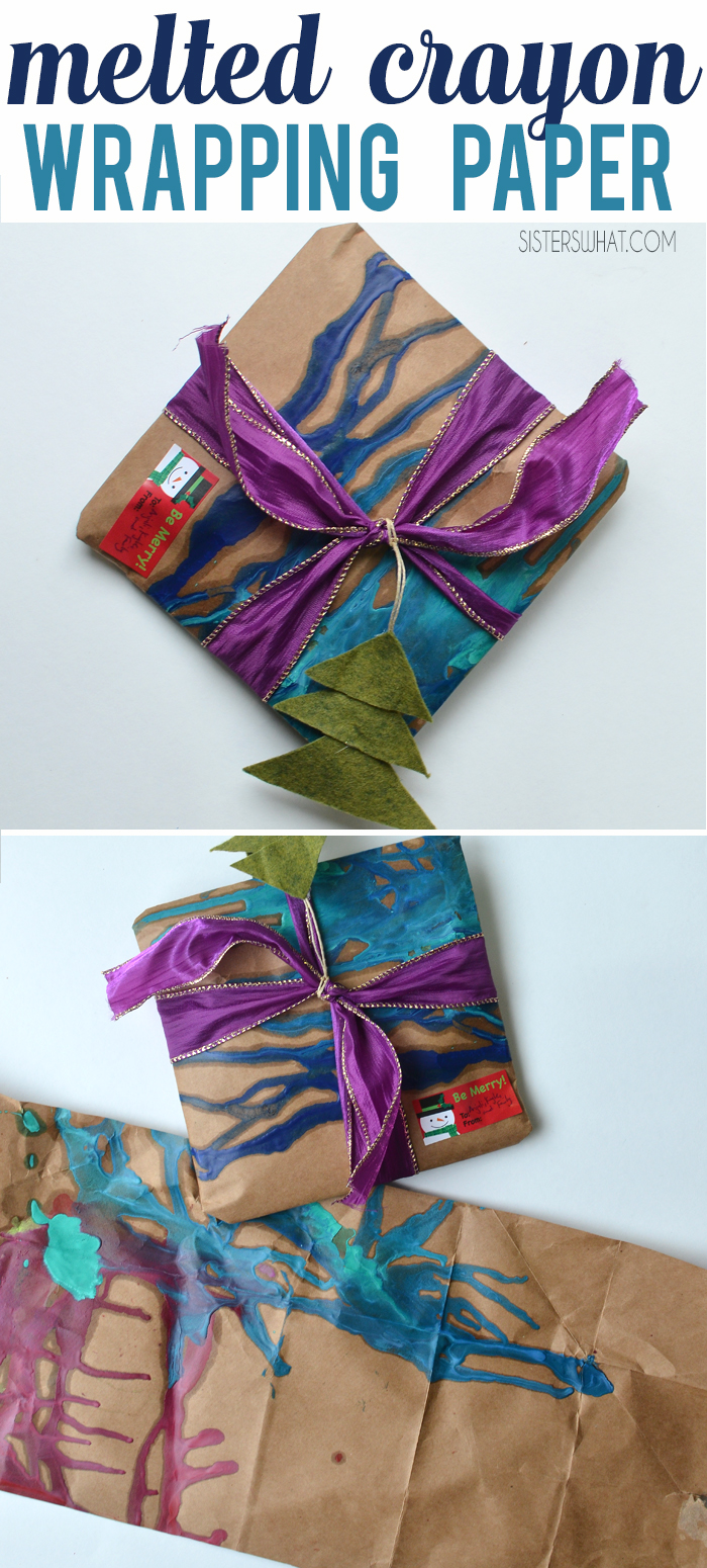 DIY wrapping paper with Melted Crayons - Sisters, What!