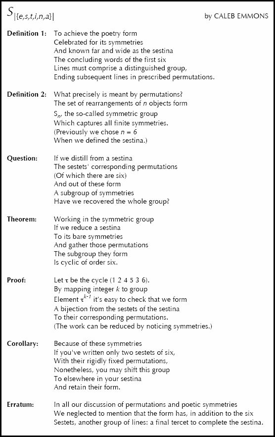 Intersections -- Poetry with Mathematics: Permuting words and and ...