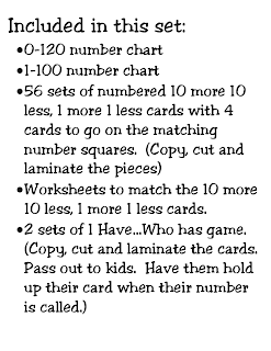 First Grade Funtastic: Number Sense: 10 More, 10 Less
