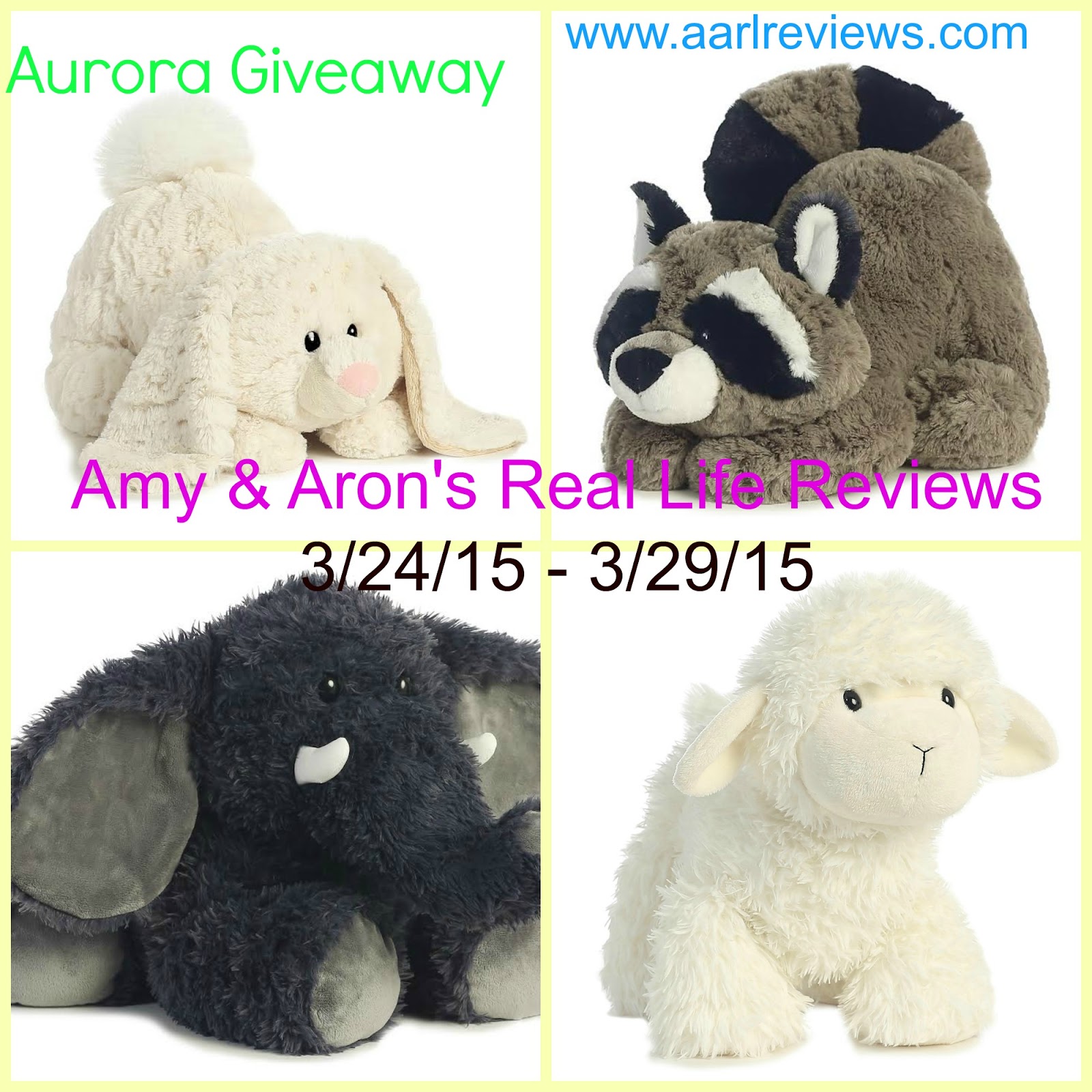 Aurora Stuffed Plush Animals Giveaway Closed winner announced - Amy ...