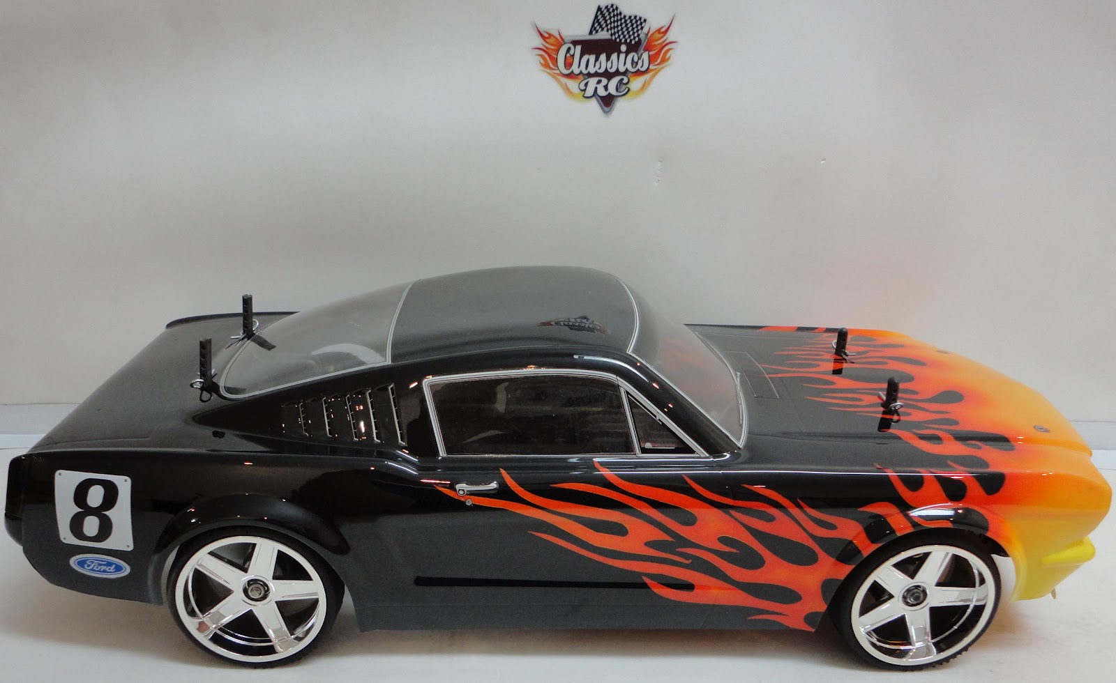 Classics RC Automodelismo: MUSTANG PRETO COM FLAMES COM KIT LED ...