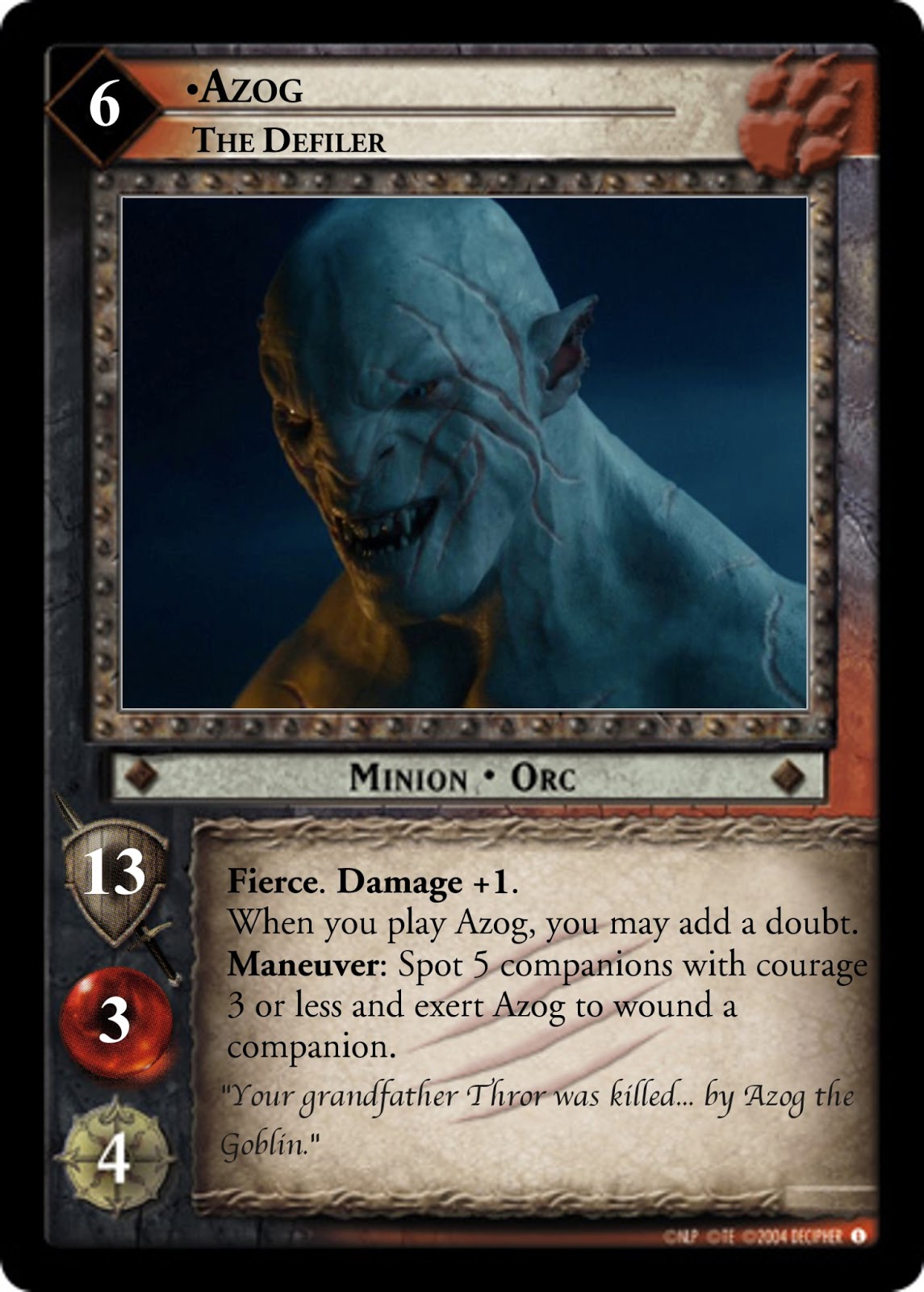 The Lord of the Rings TCG Blog: Azog, The Defiler (Updated)