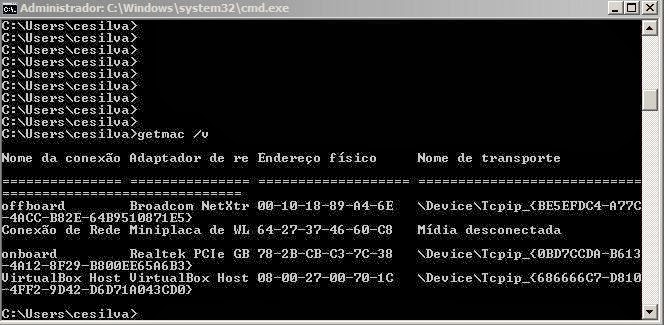 Comando getmac - Como obter endereço MAC ADDRESS da placa de Rede em ...