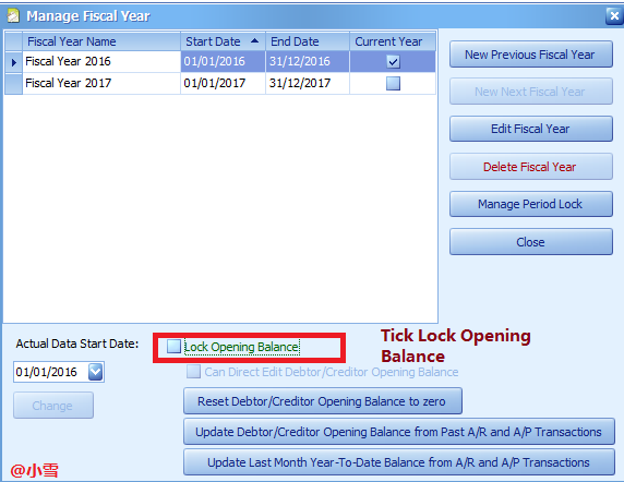 AutoCount实用小贴士: Lock Opening Balance