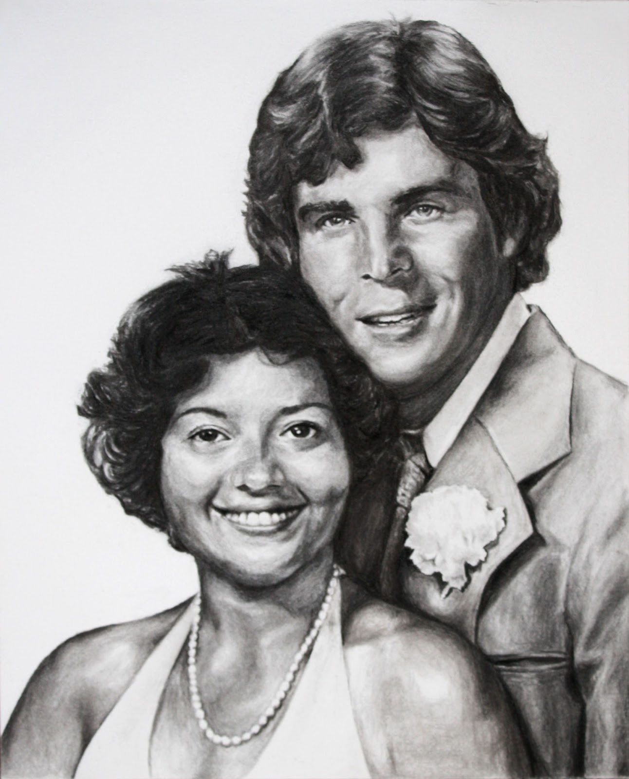 Retro Wedding Portrait... in charcoal!