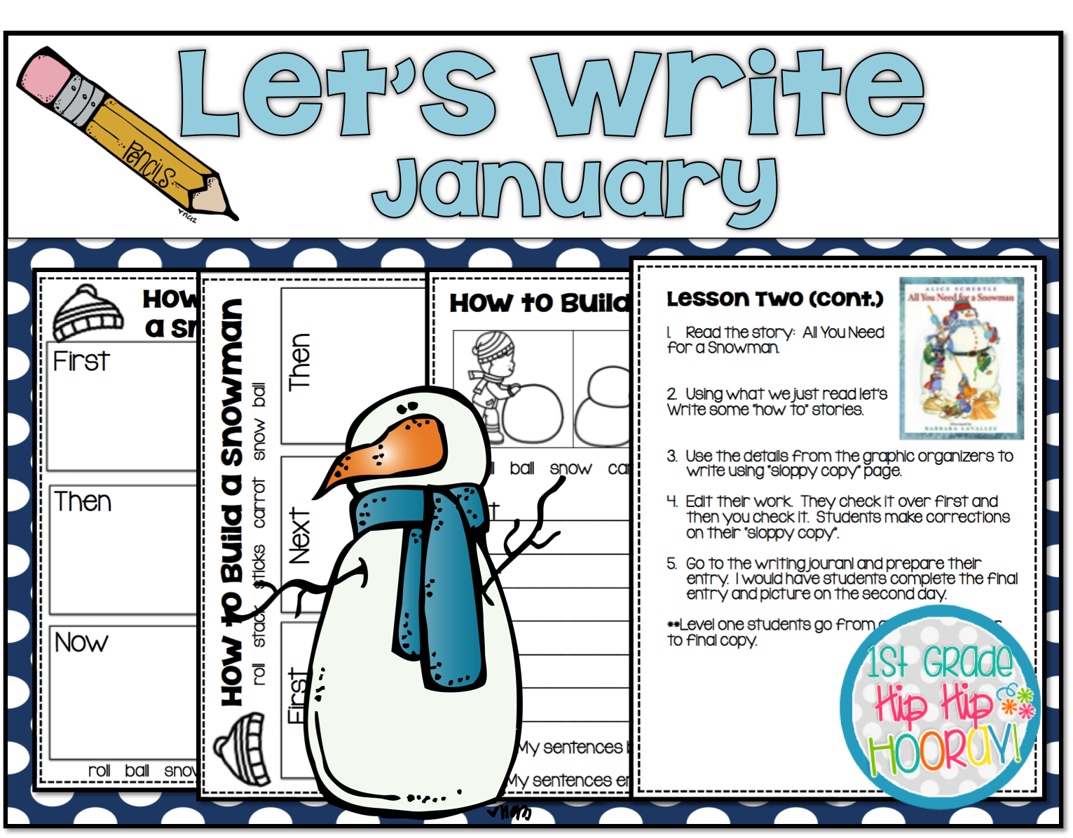 1st Grade Hip Hip Hooray!: Let's Write January