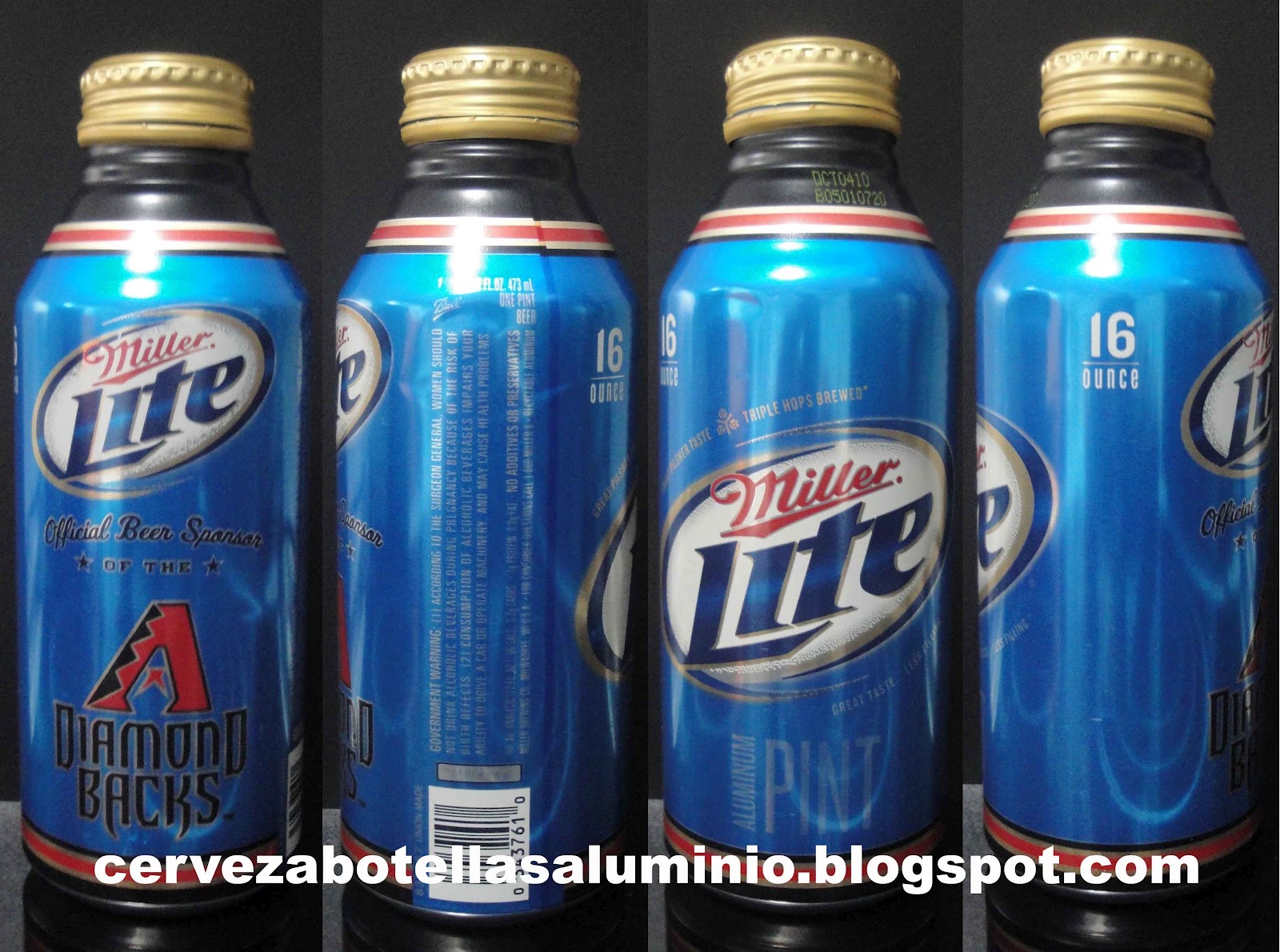 CERVEZA EN BOTELLA DE ALUMINIO: MILLER LITE DIAMOND BACKS