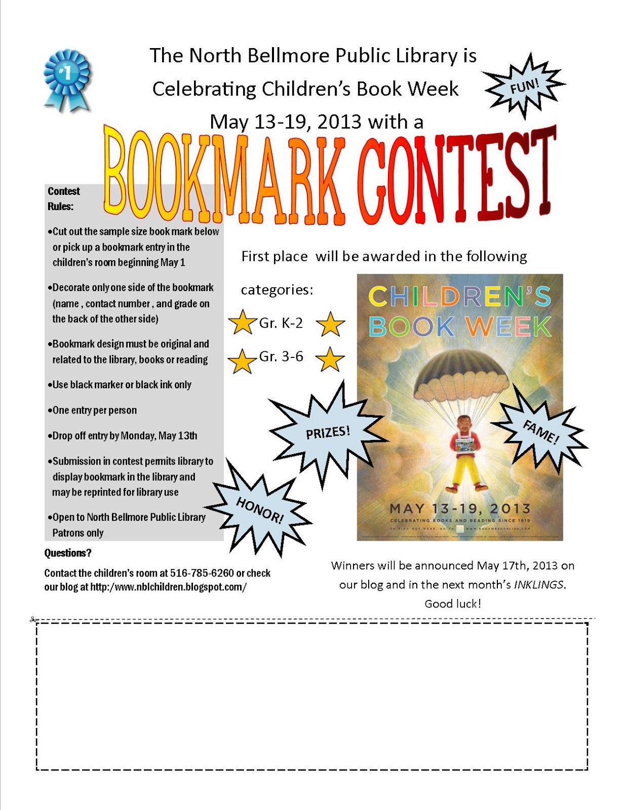 NBL CHILDREN'S CORNER: Bookmark Contest Celebrating Children's Book Week