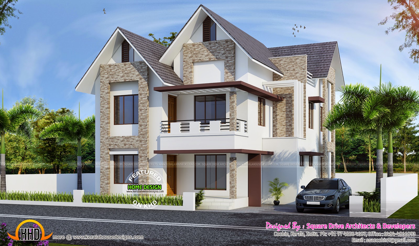 European style sloping roof house - Kerala Home Design and Floor Plans ...