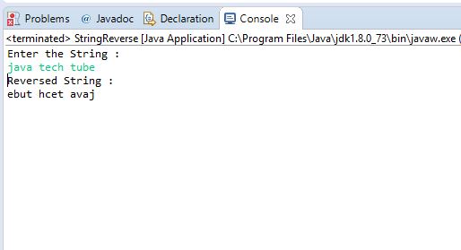 Java program to reverse a String without using predefined methods ...